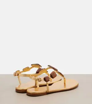 GIANVITO ROSSI Embellished Leather Thong Sandals