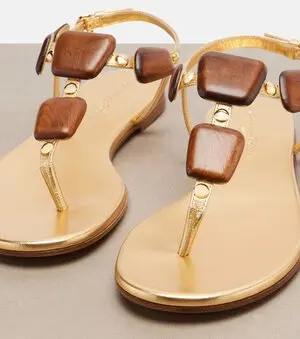 GIANVITO ROSSI Embellished Leather Thong Sandals