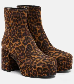 GIANVITO ROSSI Sally Leopard-print Suede Ankle Boots - Brown