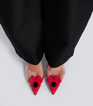 Alaïa Rouge Vif Noir Bloom Mules - Red
