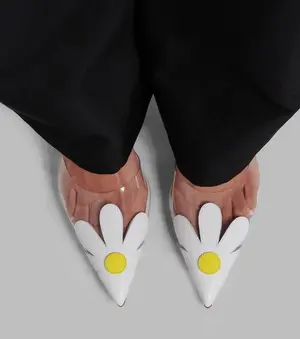 Alaïa Citron-blanc Floral Mules - White