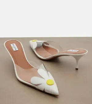Alaïa Citron-blanc Floral Mules - White