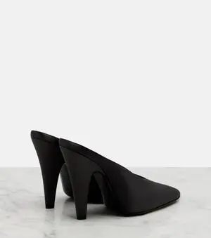 Alaïa Cone Heel Satin Mules - Black