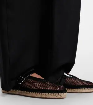 Alaïa Fishnet Leather Espadrilles - Black