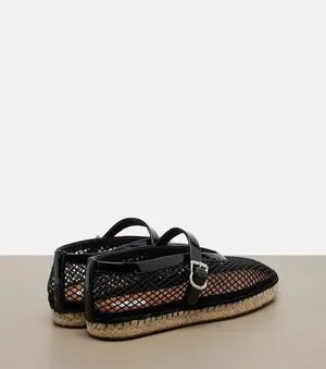 Alaïa Fishnet Leather Espadrilles - Black