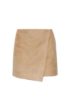 Balmain Suede Asymmetrical Mini Skirt With Back Zip - Beige