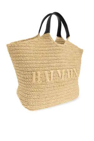 Balmain Woven Straw Tote Bag