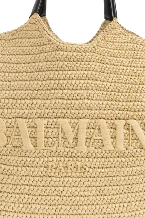 Balmain Woven Straw Tote Bag