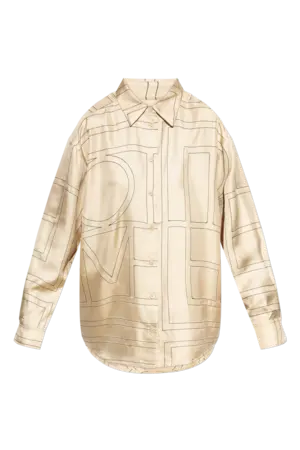 TOTEME Silk Geometric Print Shirt - Beige