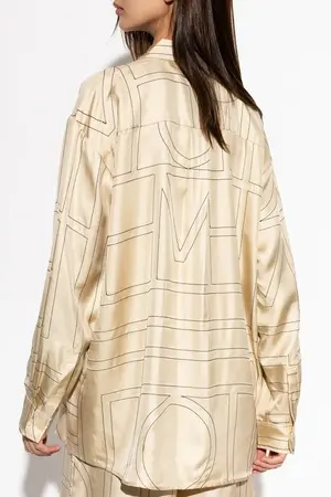 TOTEME Silk Geometric Print Shirt - Beige