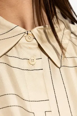 TOTEME Silk Geometric Print Shirt - Beige