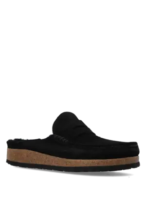 BIRKENSTOCK Naples Shearling Suede Slip-on Mule - Black