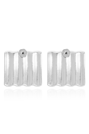 ALLSAINTS Brass Rectangular Grooved Stud Earrings