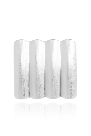 ALLSAINTS Brass Rectangular Grooved Stud Earrings