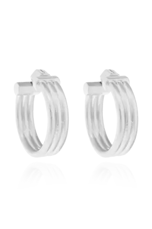 ALLSAINTS Polished Brass Hoop Earrings With Geometric Detail
