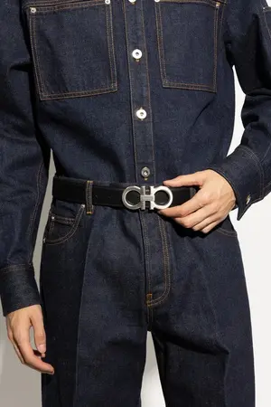 FERRAGAMO Reversible Belt With Metal Buckle - Grey
