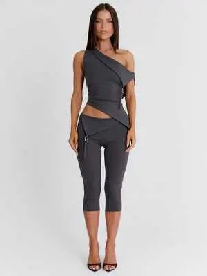 OUTCAST Juliett Capri Pants Dark Grey - Gray
