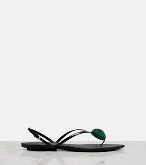 Alaïa Embellished Patent Leather Thong Sandals - Black