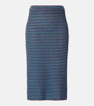 Alaïa Crochet Cotton Pencil Skirt - Blue