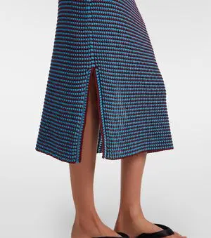 Alaïa Crochet Cotton Pencil Skirt - Blue