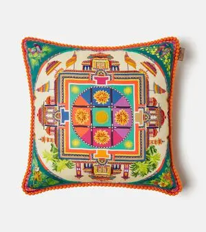 Etro Shanti Embroidered Printed Cotton Cushion - Multicoloured