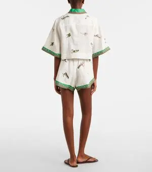 ALEMAIS Embroidered Linen Shorts - White