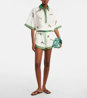 ALEMAIS Embroidered Linen Shorts - White