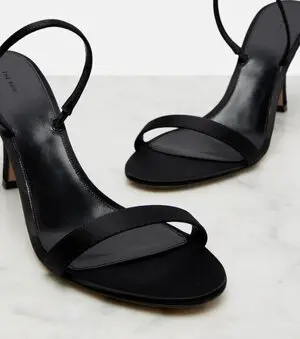 THE ROW Ella Satin Slingback Sandals - Black