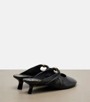 Loewe Pebble Soft Leather Mules - Black
