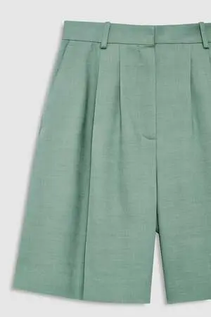 ANINE BING Tailored Knee-length Pleated Shorts - Sea Foam Green