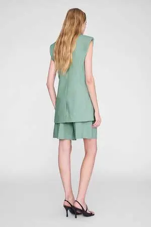 ANINE BING Tailored Knee-length Pleated Shorts - Sea Foam Green