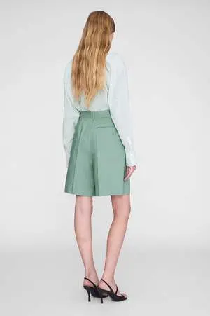 ANINE BING Tailored Knee-length Pleated Shorts - Sea Foam Green