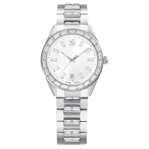 SWAROVSKI Matrix Date Watch With Baguette-cut Crystals - Silver Tone