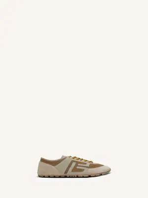 Balmain Racer Trainers In Mesh And Suede Calfskin - Beige