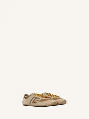 Balmain Racer Trainers In Mesh And Suede Calfskin - Beige