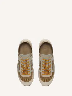 Balmain Racer Trainers In Mesh And Suede Calfskin - Beige