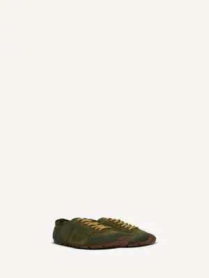 Balmain Racer Trainers In Mesh And Suede Calfskin Leather - Khaki