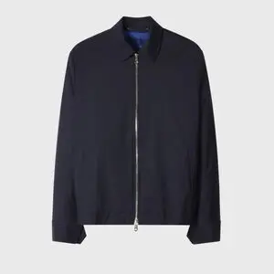 Paul Smith Navy 'storm System' Wool Harrington Jacket - Blue