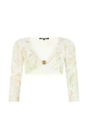 Roberto Cavalli Paisley-print Logo Plaque V-neck Top
