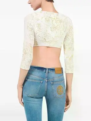 Roberto Cavalli Paisley-print Logo Plaque V-neck Top