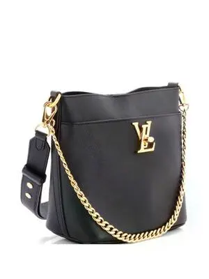 LOUIS VUITTON Lock And Walk Leather Bucket Bag - Black
