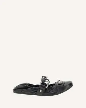 Balenciaga City Ballerinas With Silver Tone Buckle Studs