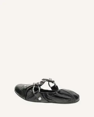 Balenciaga City Ballerinas With Silver Tone Buckle Studs