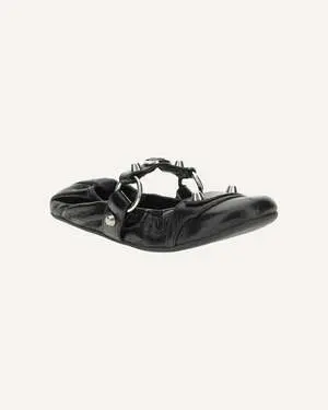 Balenciaga City Ballerinas With Silver Tone Buckle Studs