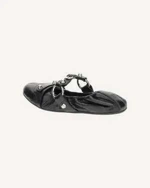 Balenciaga City Ballerinas With Silver Tone Buckle Studs