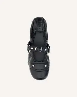 Balenciaga City Ballerinas With Silver Tone Buckle Studs