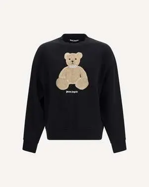 Palm Angels Textured Bear Graphic Crewneck Sweatshirt