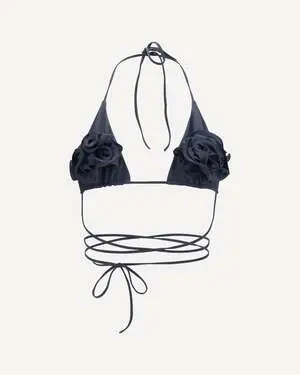 Magda Butrym Embellished Floral Triangle Bikini Top - Grey
