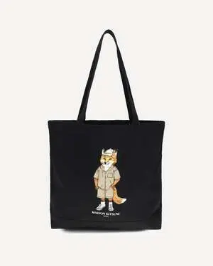 Maison Kitsuné Fox Canvas Tote Bag - Black