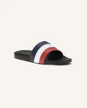 Moncler Basile Rubber Slippers With Tricolor Strap - Multicolour